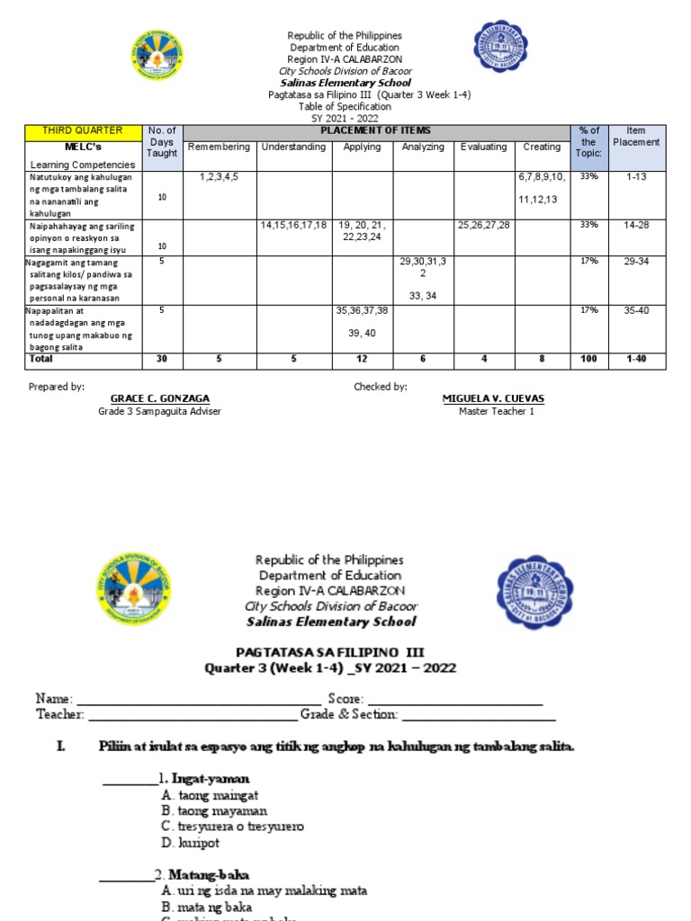 Assessment 1 Q3 Fil | PDF