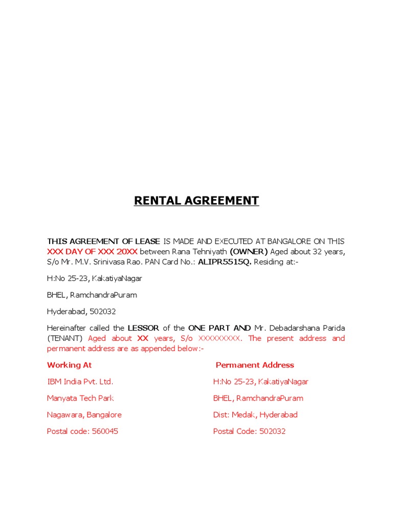 Rental Agreement 202 | PDF | Lease | Property