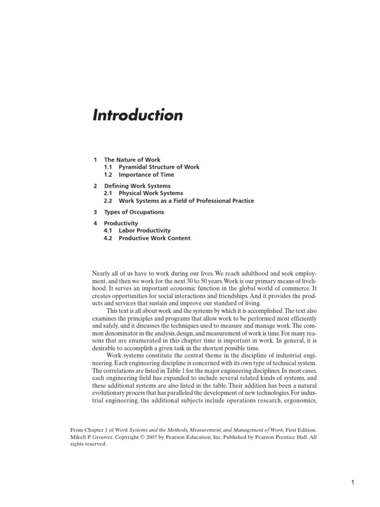 From Chapter 1 of Work Systems and The Methods, Measurement, and ...