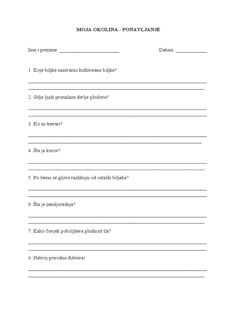 Moja Okolina Ponvljanje | PDF