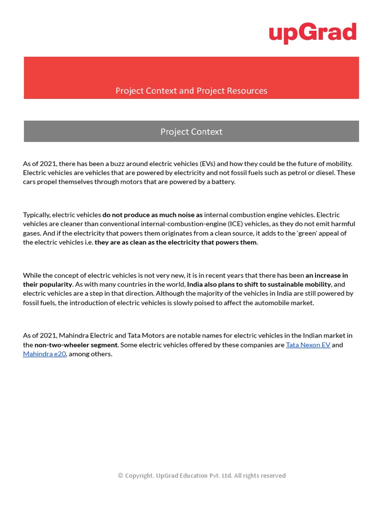 Project Context and Project Resources | PDF | Electric Vehicle | Vehicles