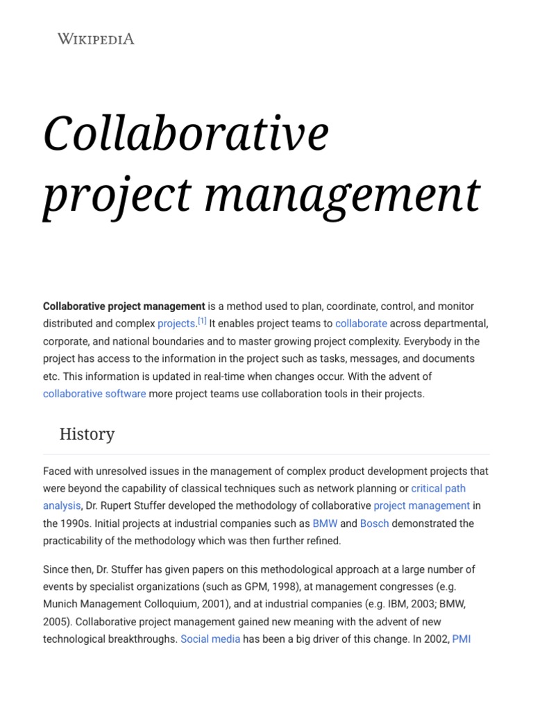 Collaborative Project Management - Wikipedia | PDF | Computing | Business