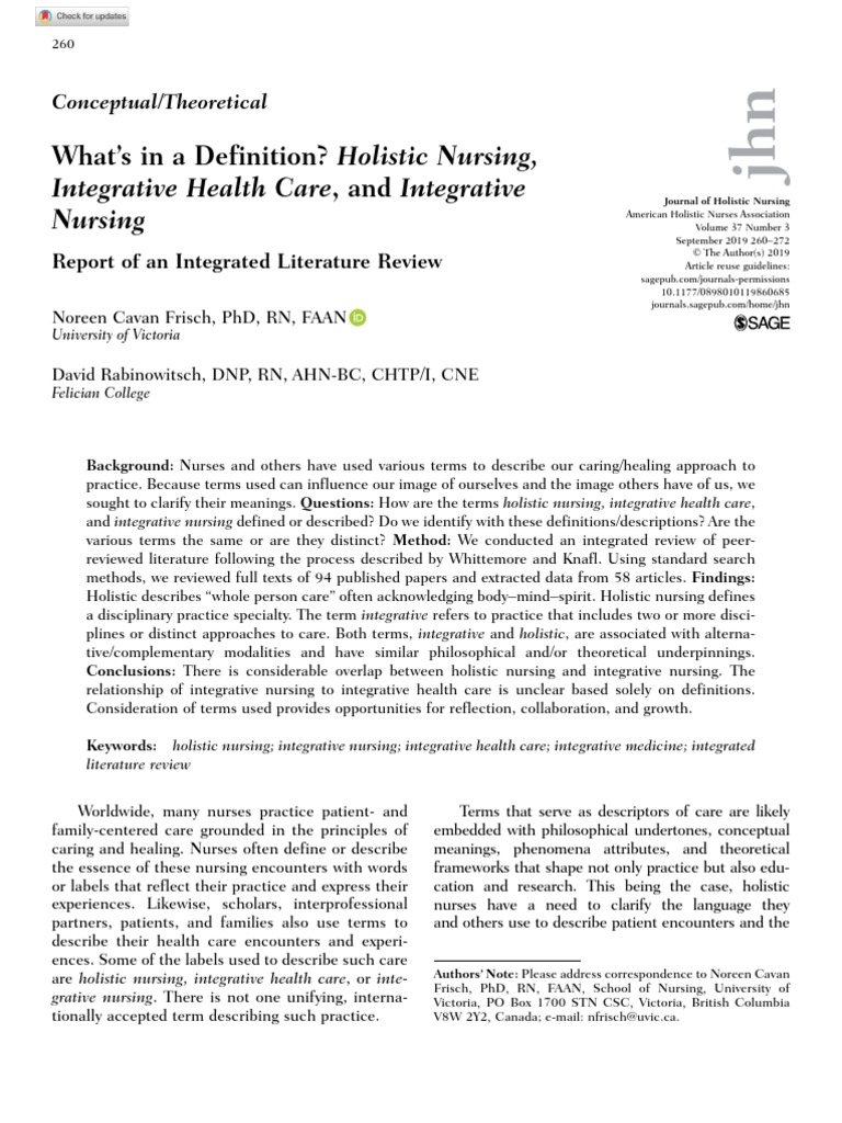 What's in A Definition? Holistic Nursing,, and Integrative | PDF ...