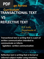 Transactional Vs Reflective Text | PDF | Idea | Communication