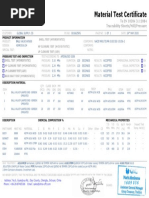 Sample MTC: Material Test Certificate | PDF | Screw | Manufactured Goods