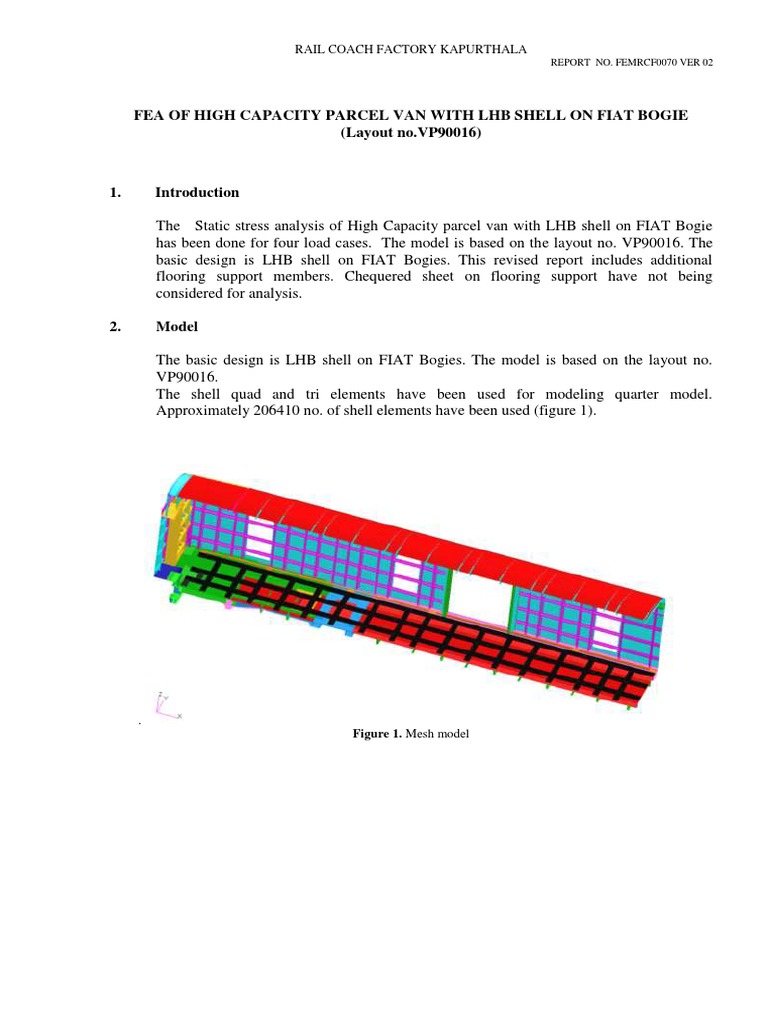 Fea of High Capacity Parcel Van With LHB Shell On Fiat Bogie (Layout No ...