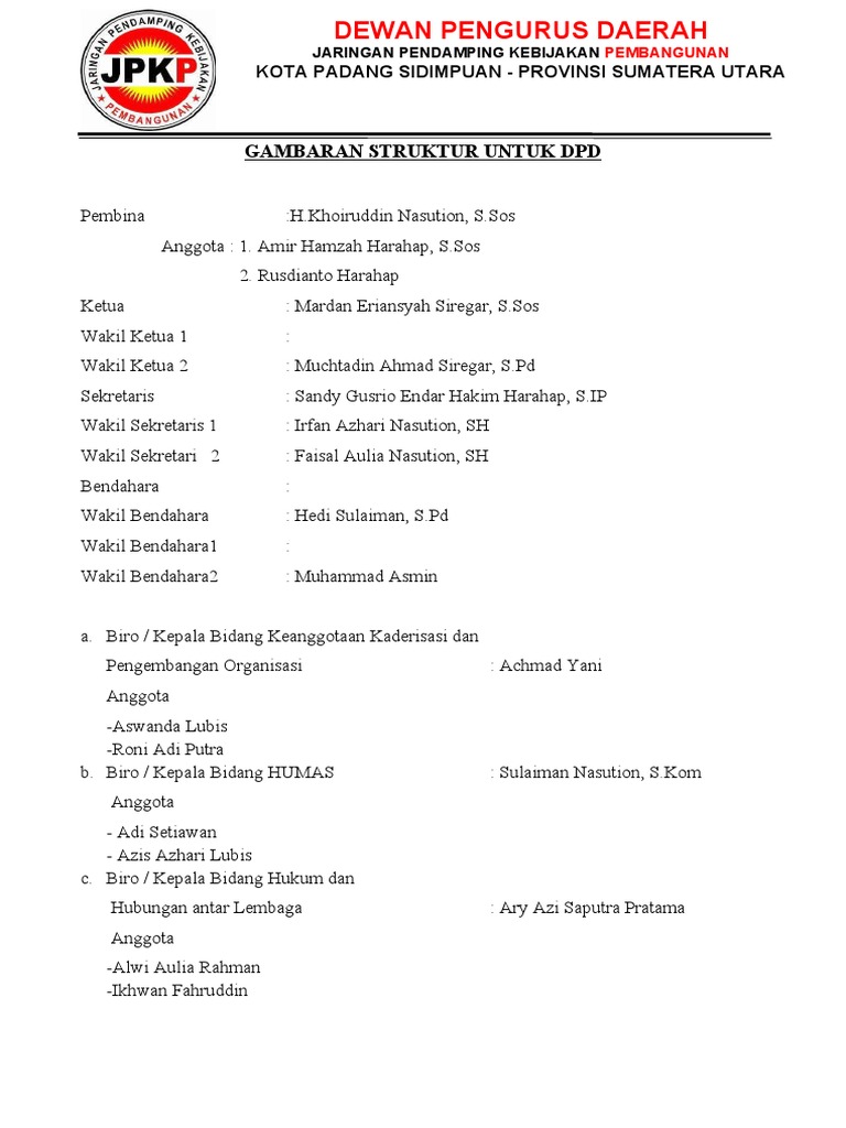 Gambaran Struktur Untuk DPD PSP | PDF