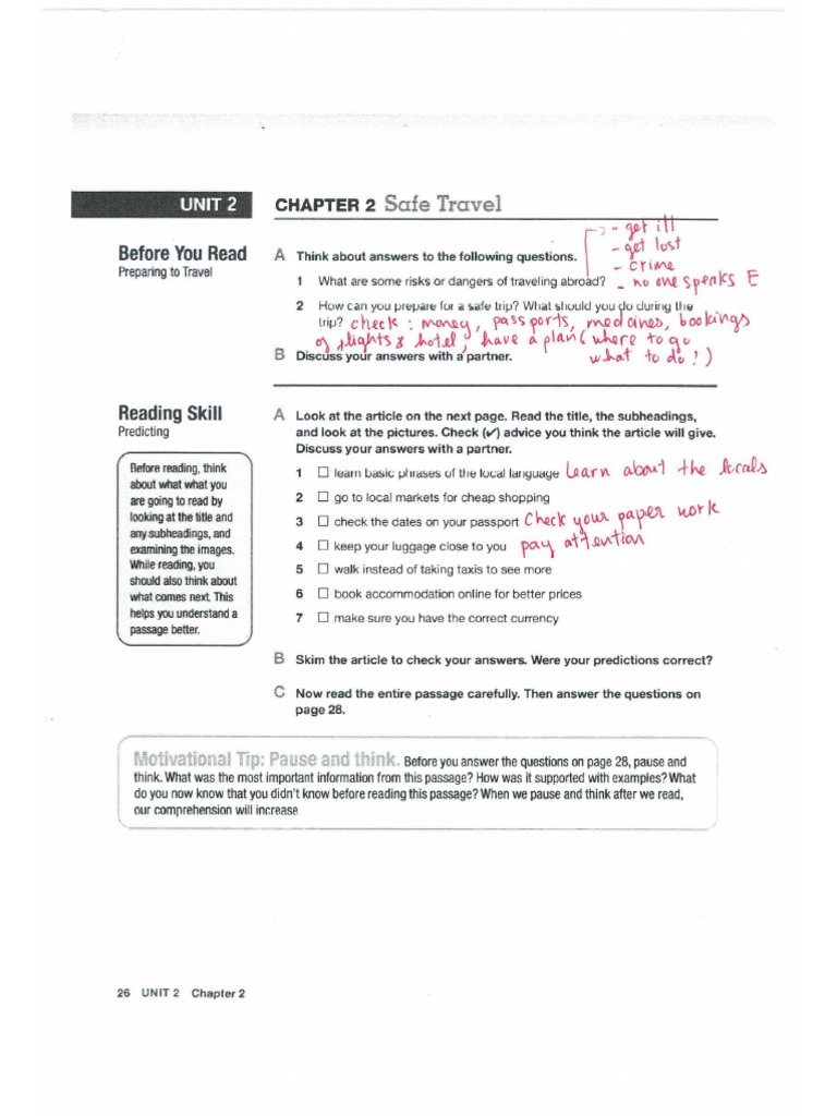 Key of Unit 2 Chapter 2 (Reading 2) | PDF