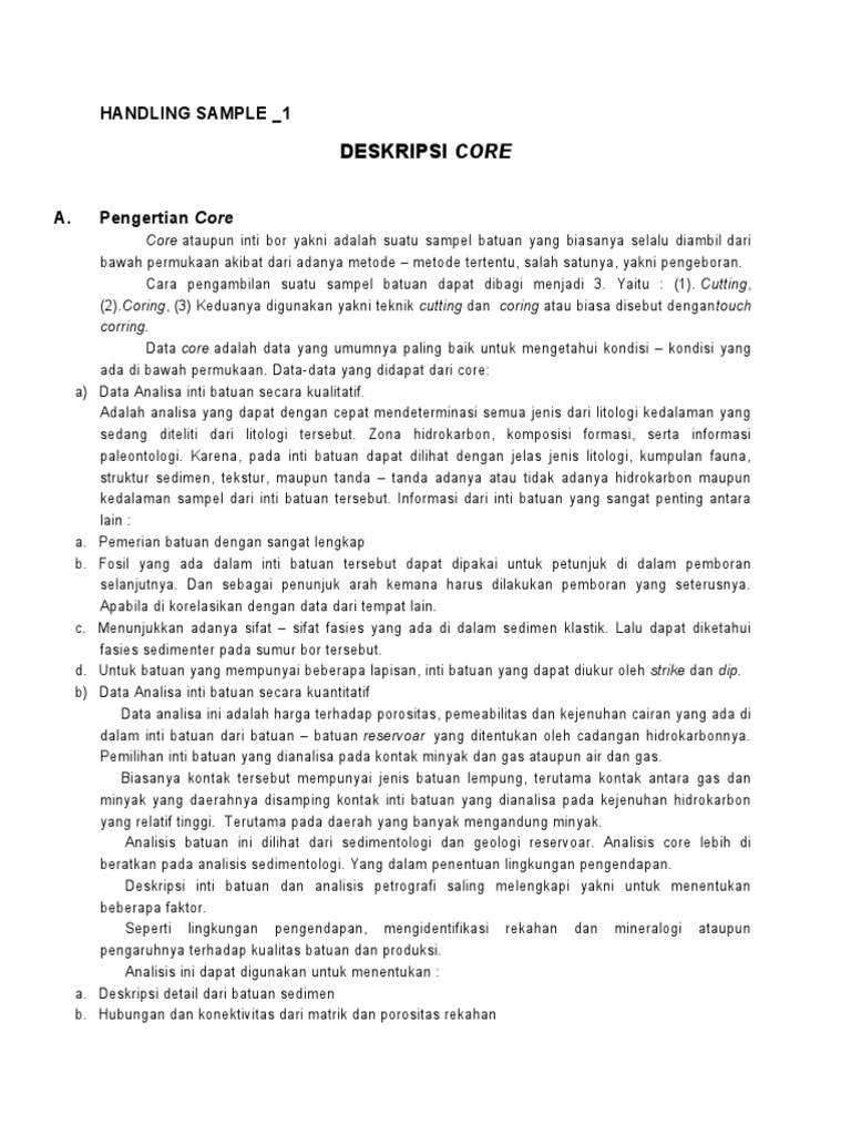 Deskripsi Core: Handling Sample - 1 | PDF