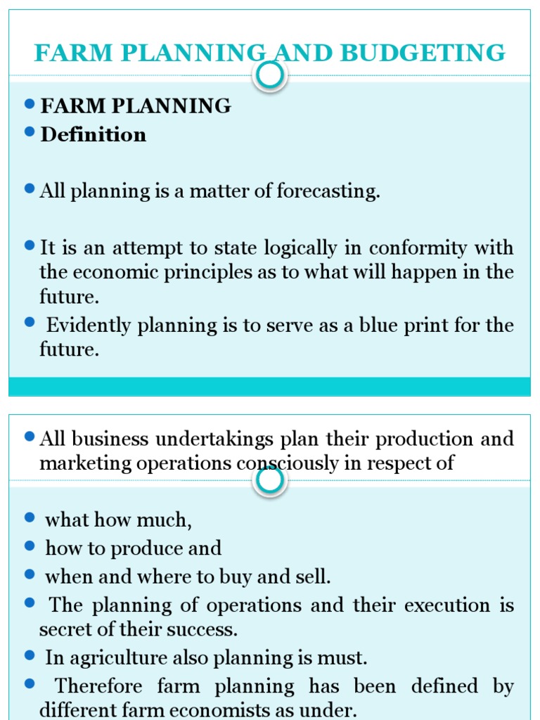 Farm Planning and Budgeting | PDF | Farms | Budget