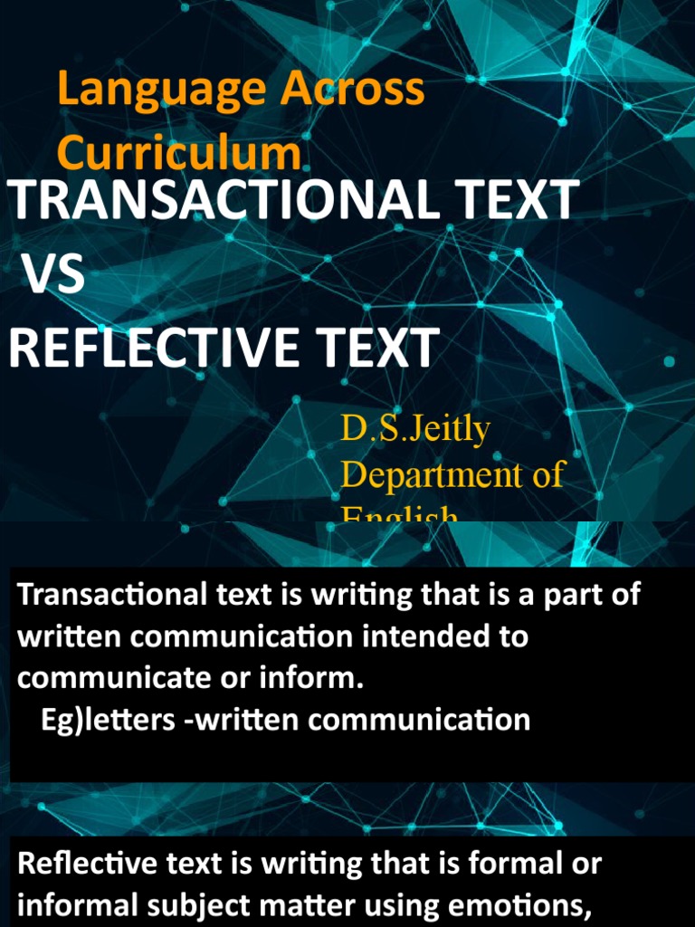 Transactional vs Reflective Texts | PDF