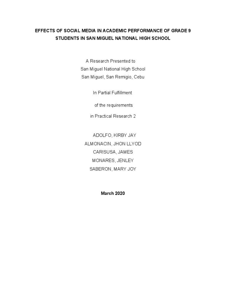 Practical Research 2 | PDF | Social Media | Popular Culture & Media Studies