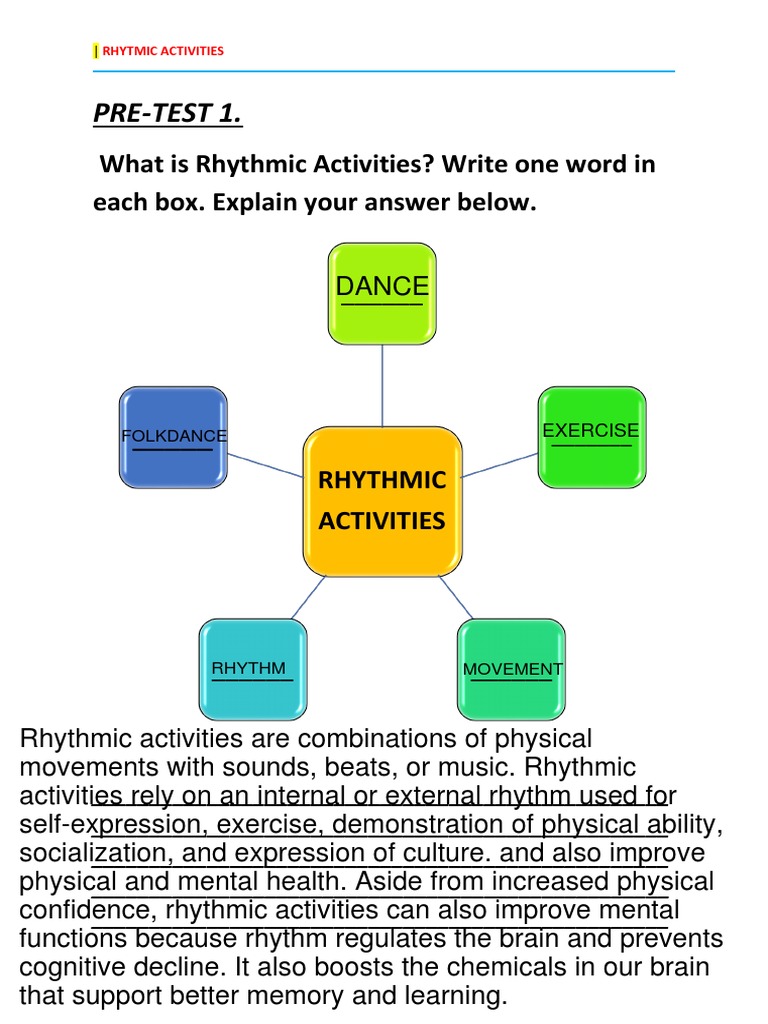 Pre-Test 1.: What Is Rhythmic Activities? Write One Word in Each Box ...