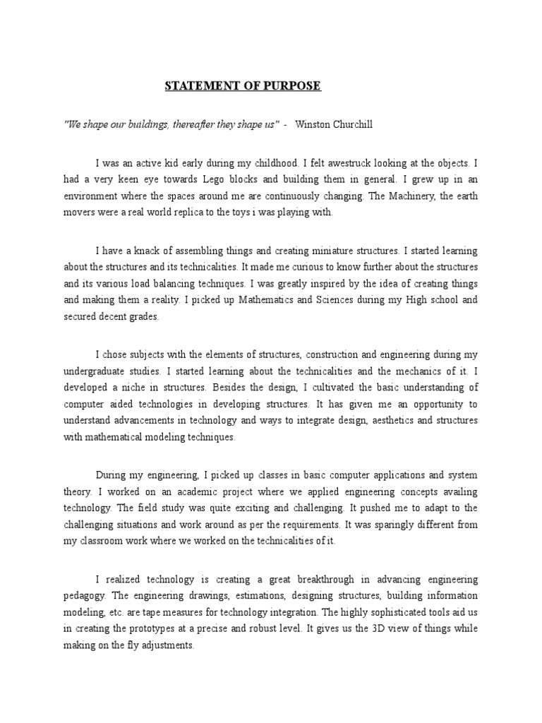 Statement of Purpose: "We Shape Our Buildings, Thereafter They Shape Us ...