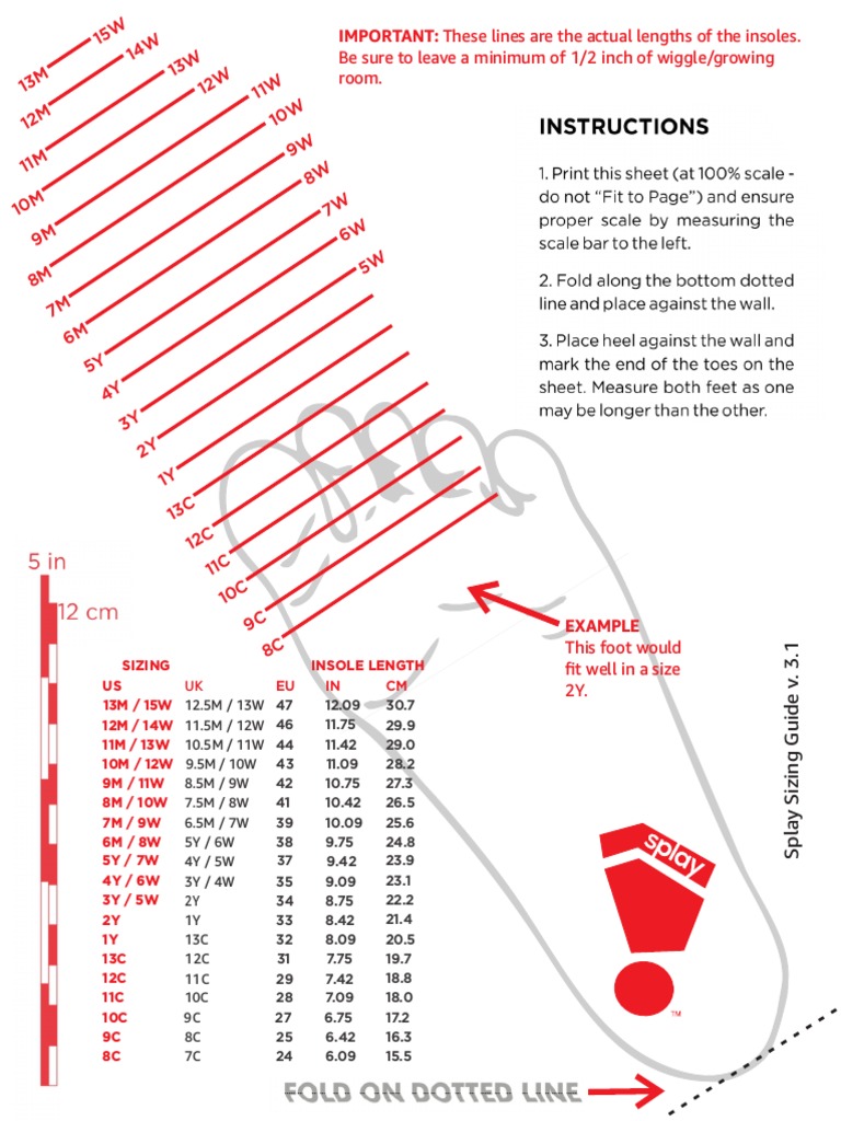 Splay Shoes Sizing Guide 3.1 | PDF | Human Body | Walking