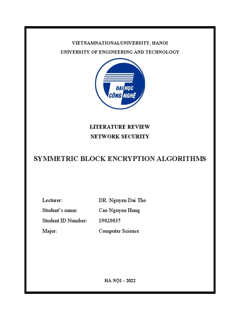 Symmetric Block Encryption Algorithms: Vietnamnationaluniversity, Hanoi ...