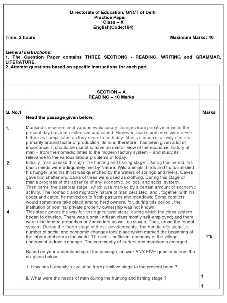Class 10 English Practice Paper | PDF | Wildlife | Agriculture