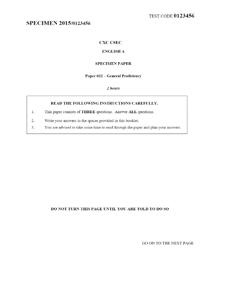 English Past Paper 3 | PDF