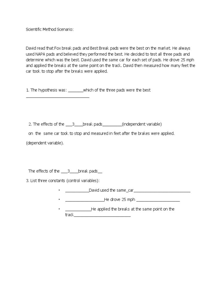 Scientific Method Scenario | PDF