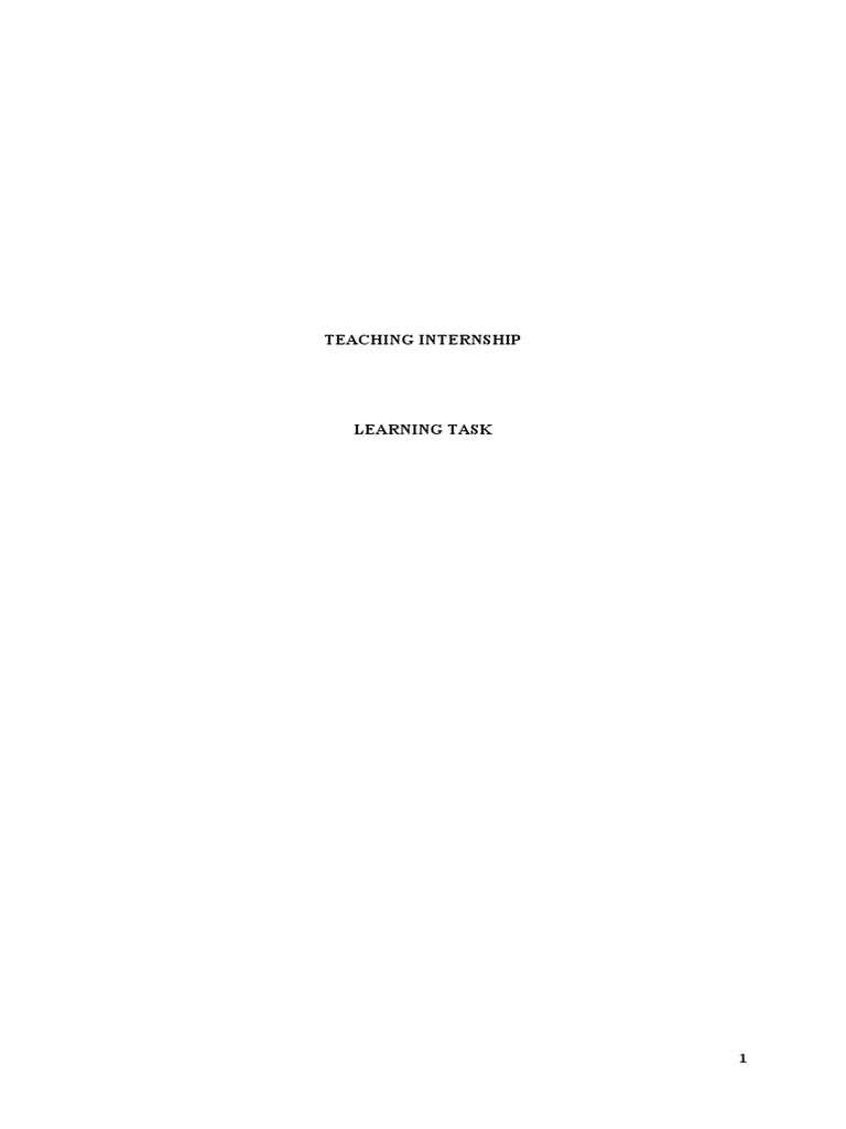 Teaching Internship Learning Tasks | PDF | Teachers | Lesson Plan