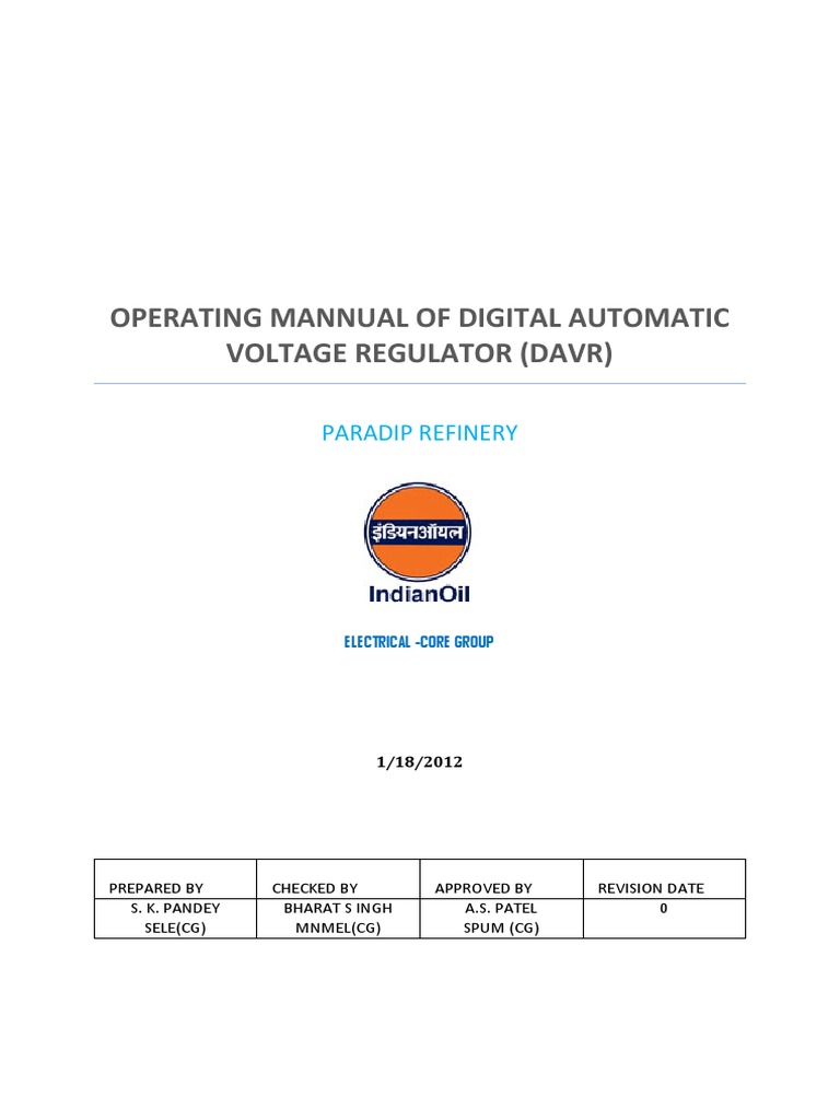 Operating Mannual of Digital Automatic Voltage Regulator (Davr) | PDF ...