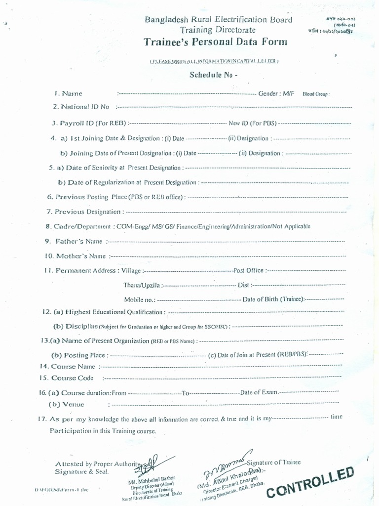Personal Data Form | PDF | Qualifications | Secondary Education