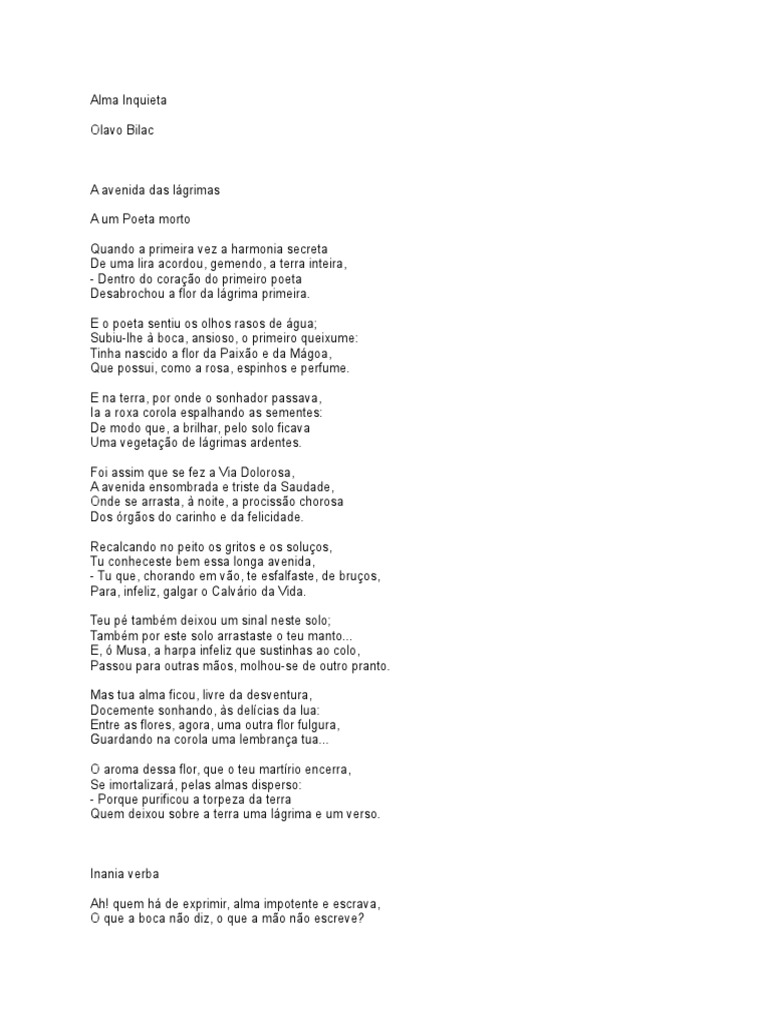 Olavo Bilac Alma Inquieta | PDF | Amor | Céu