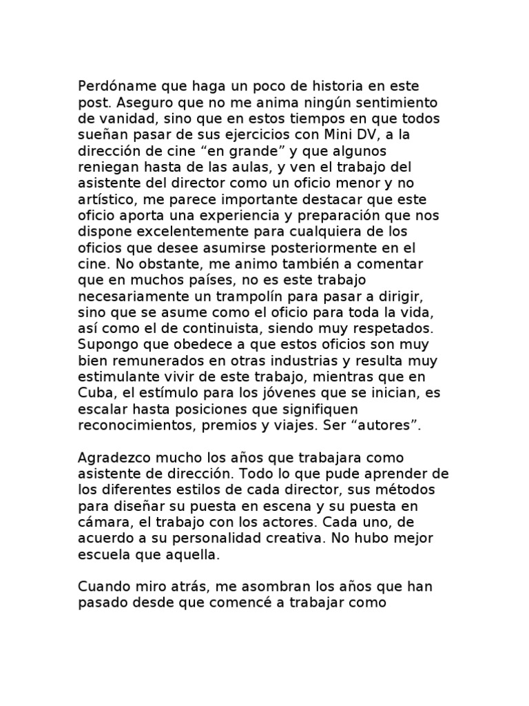 Mario Crespo Sobre El Oficio Del Asistente de Dirección en Cine | PDF ...