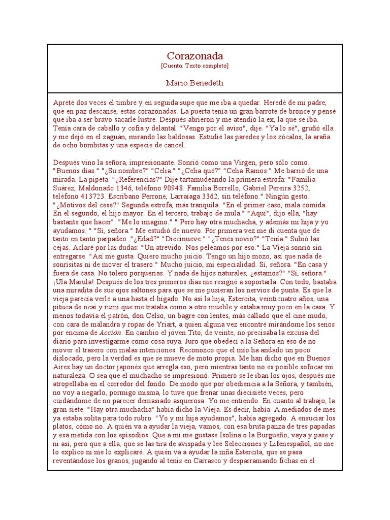 Corazonada de Mario Benedetti | PDF
