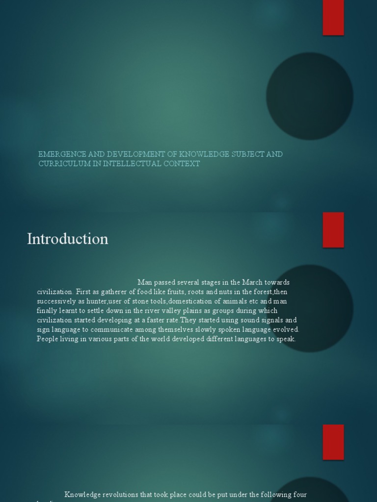 Emergence and Development of Knowledge Subject and Curriculum in ...