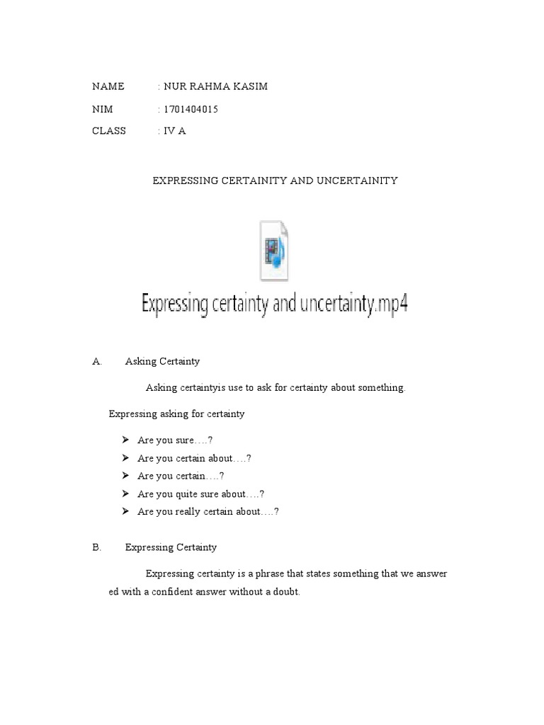 Expressing Certainty and Uncertainty | PDF | Certainty