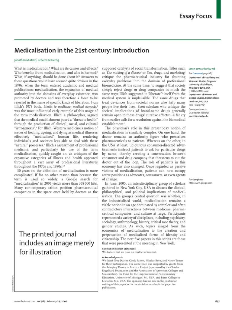 Metzl 2007 Medicalisation in The 21st Century. Introduction | PDF ...