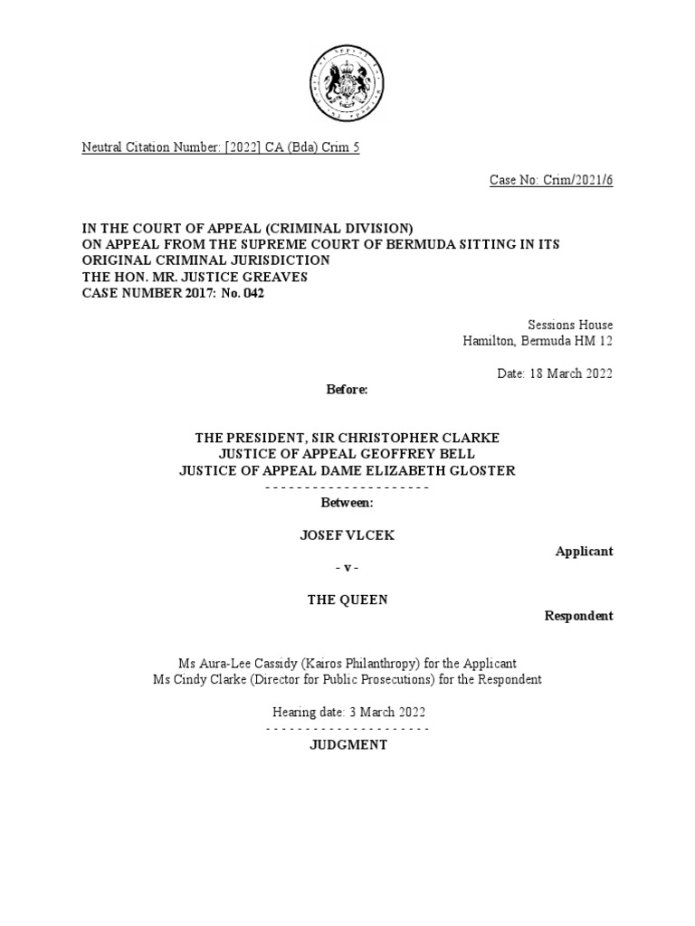 2022.03.07 Josef Vlcek V The Queen Final Judgment | PDF | Parole ...