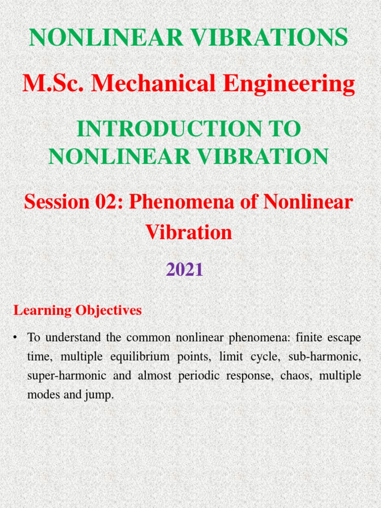 Nonlinear Vibration Phenomena Guide | PDF | Oscillation | Nonlinear System