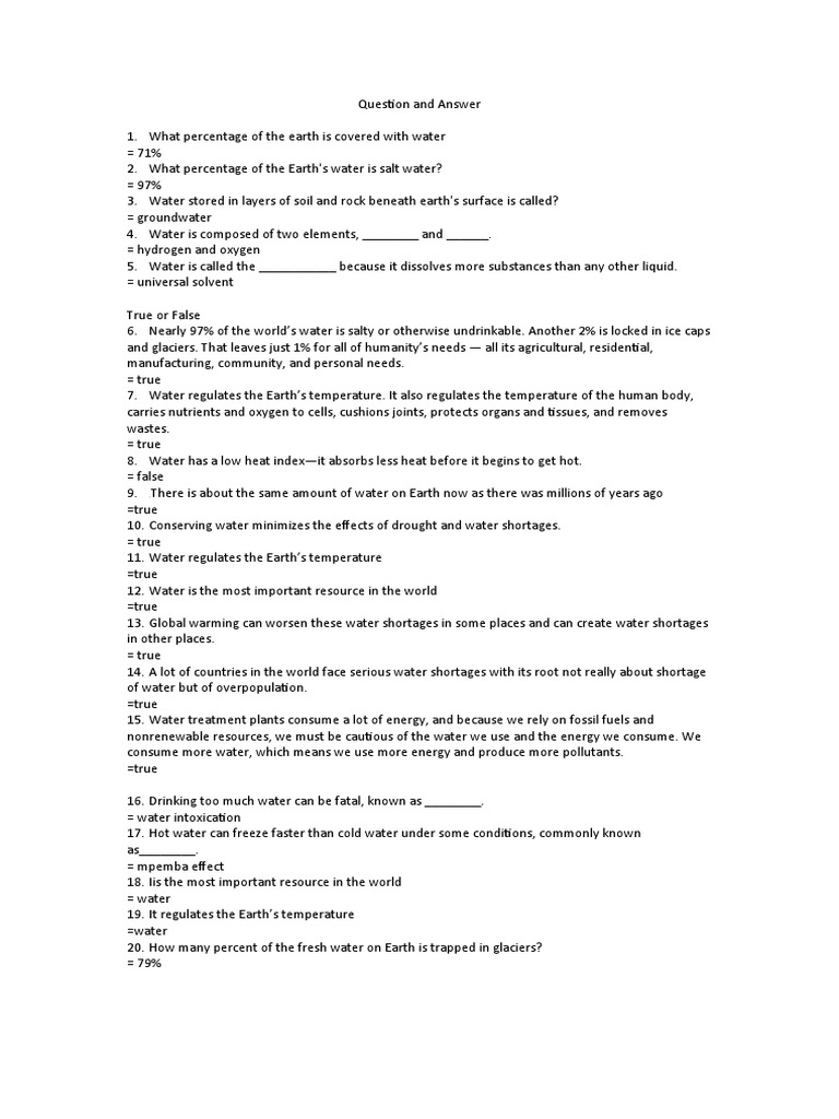 Water Conservation Quiz and Answers | PDF | Home & Garden