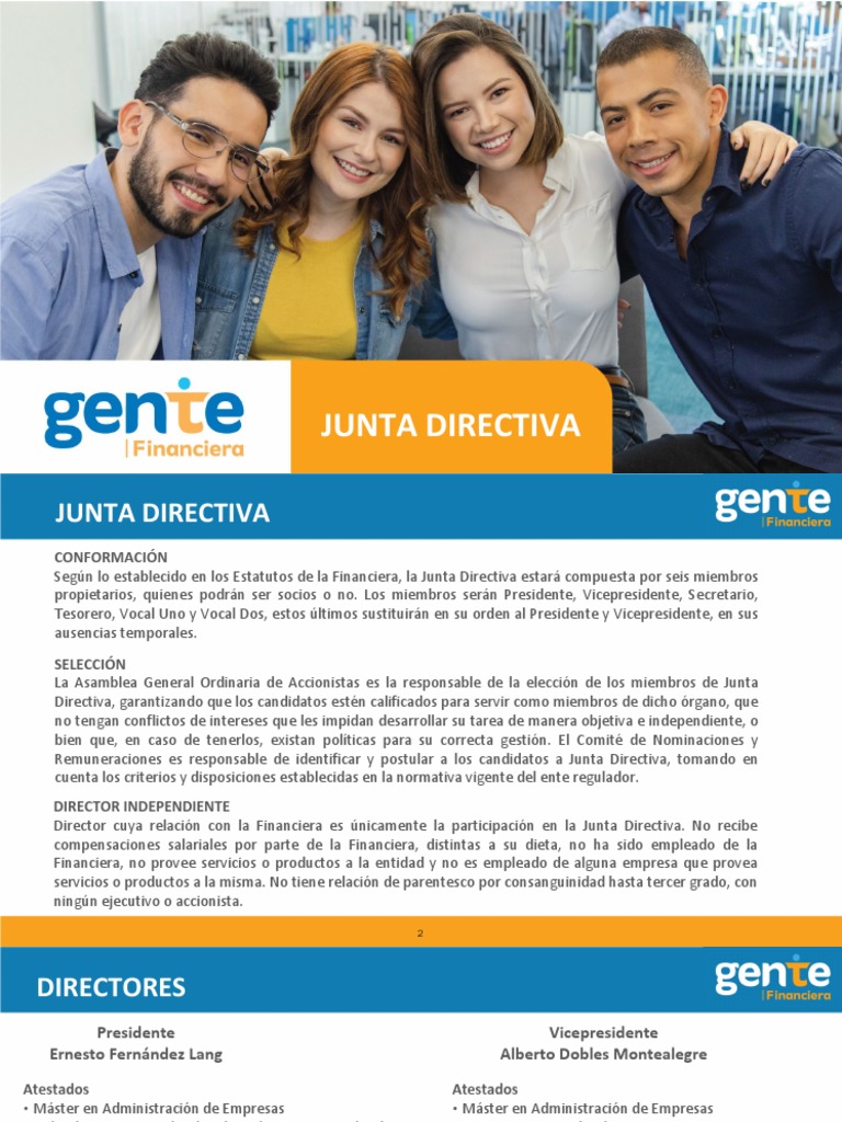 Composición de la Junta Directiva | PDF | Citibank | Junta Directiva