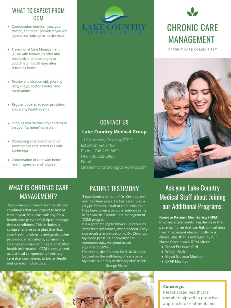 Chronic Care Management Brochue | PDF | Chronic Condition | Patient