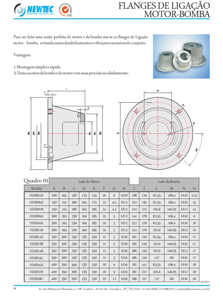 Flanges de ligação motor-bomba otimizam montagem | PDF