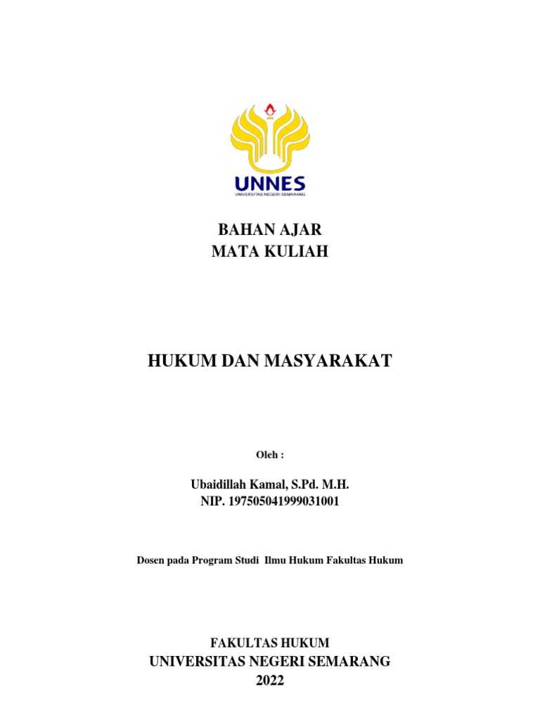Bahan Ajar Hukum Dan Masyarakat Buku Ajar Humas SMT Genap 2022 | PDF