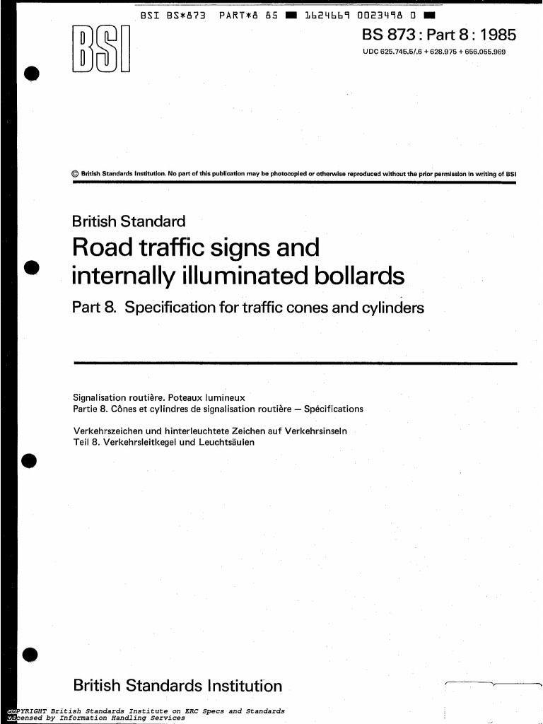 BS 0873-8 - 1985 | PDF | Specification (Technical Standard)