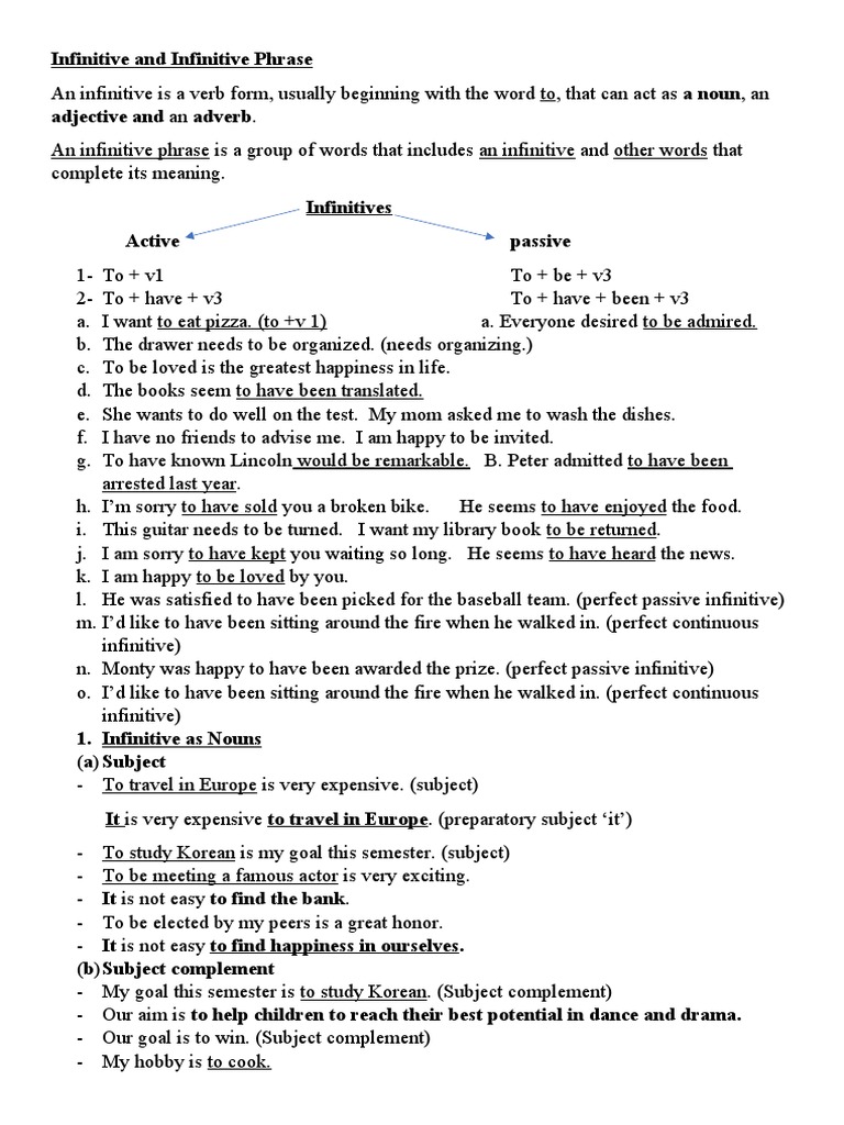 Understanding Infinitives and Phrases | PDF | Adverb | Verb