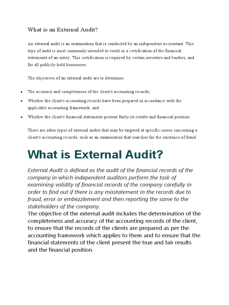 What Is An External Audit | PDF | Audit | Financial Audit