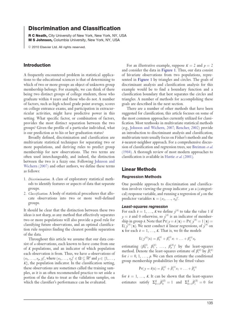Discrimination and Classification | PDF | Statistical Classification | Regression Analysis