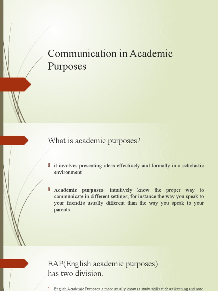 Communication in Academic Purposes | PDF | Communication | Lecture