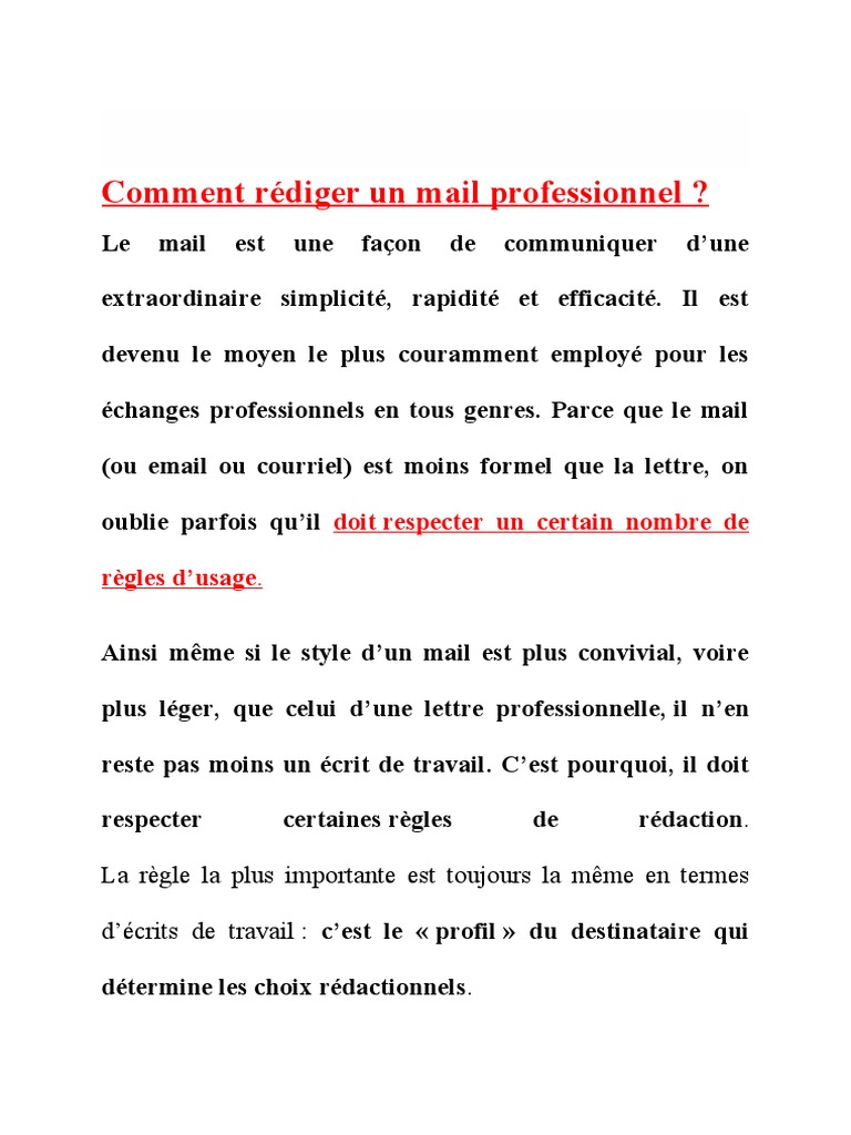 Comment Rédiger Un Mail Professionnel | PDF | Phrase | la communication