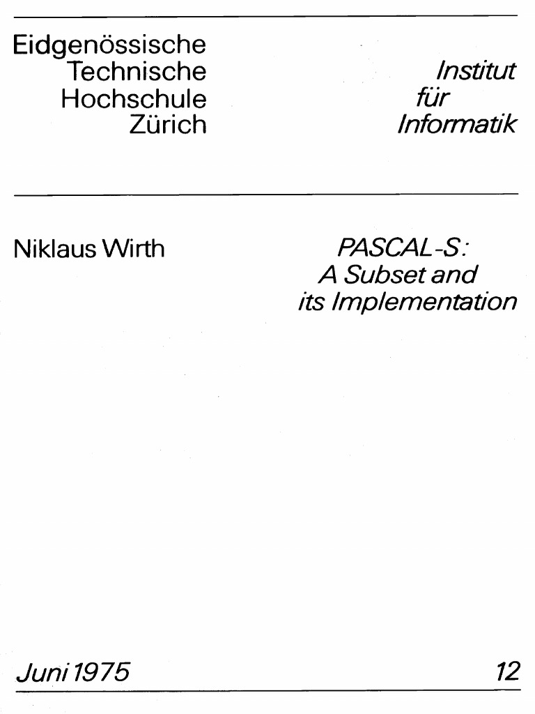 Pascal S A Subset and Its Implementation | PDF