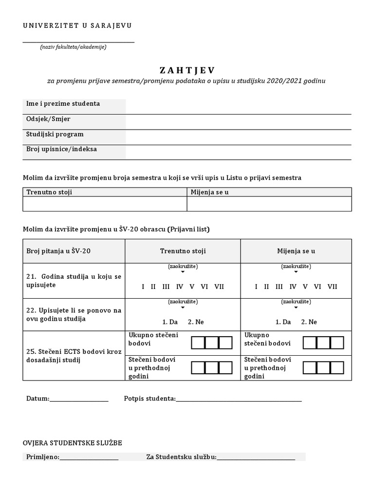 Obrazac Zahtjeva | PDF