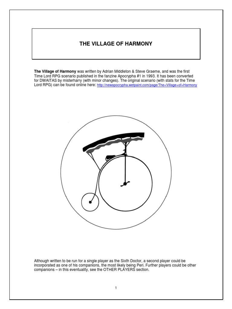 The Village of Harmony (DWAiTS Conversion) | PDF | The Doctor (Doctor ...