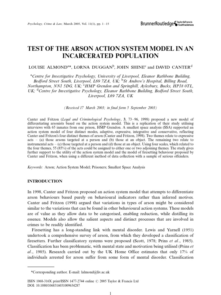 Arson Action System Model Study | PDF | Cronbach's Alpha | Correlation ...
