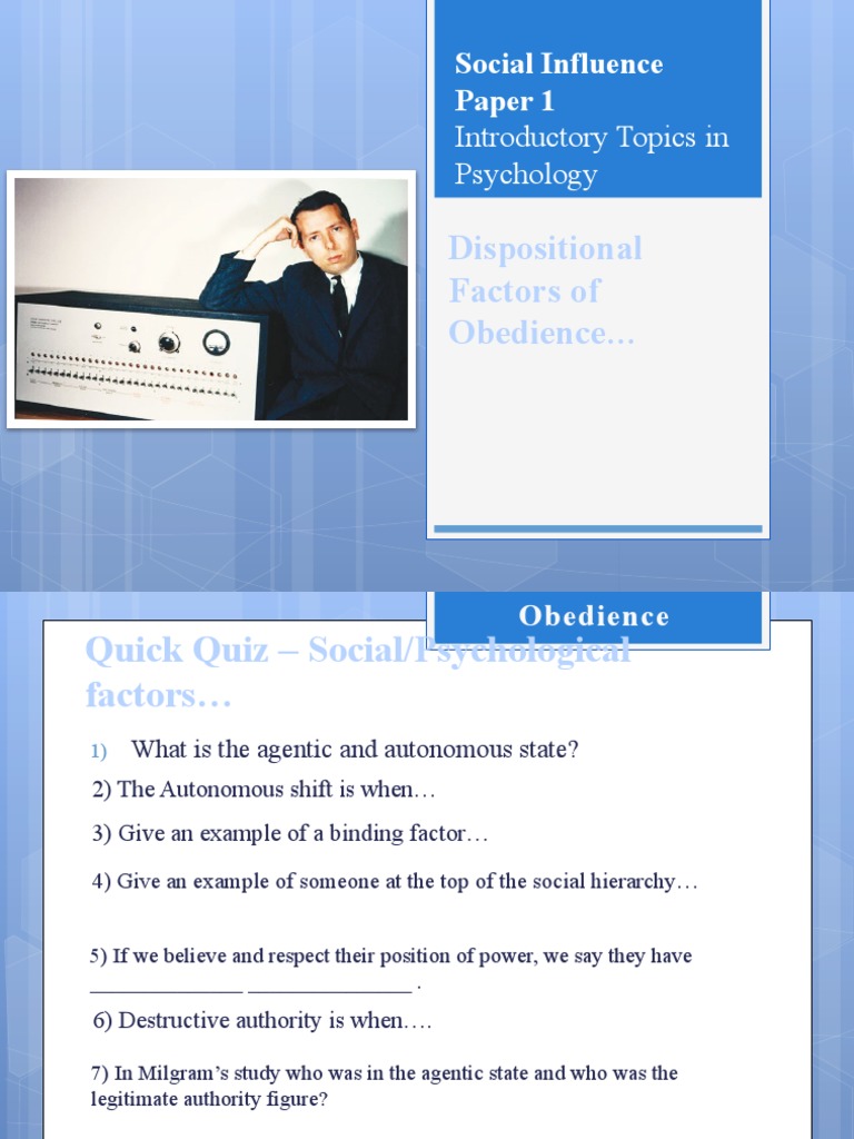 Authoritarian Personality in Obedience Studies | PDF | Obedience (Human ...